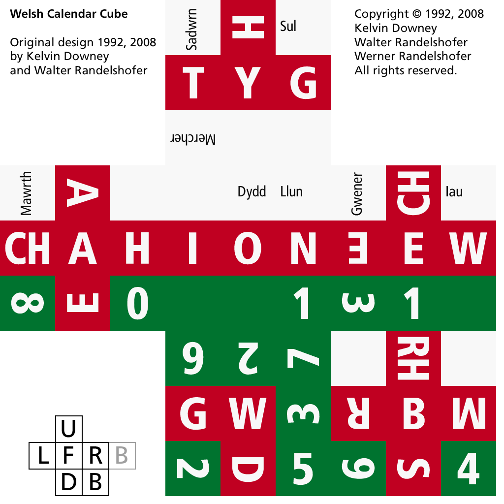Virtual Cubes Rubik's Cube | Calendar Cubes | Welsh Calendar Cube