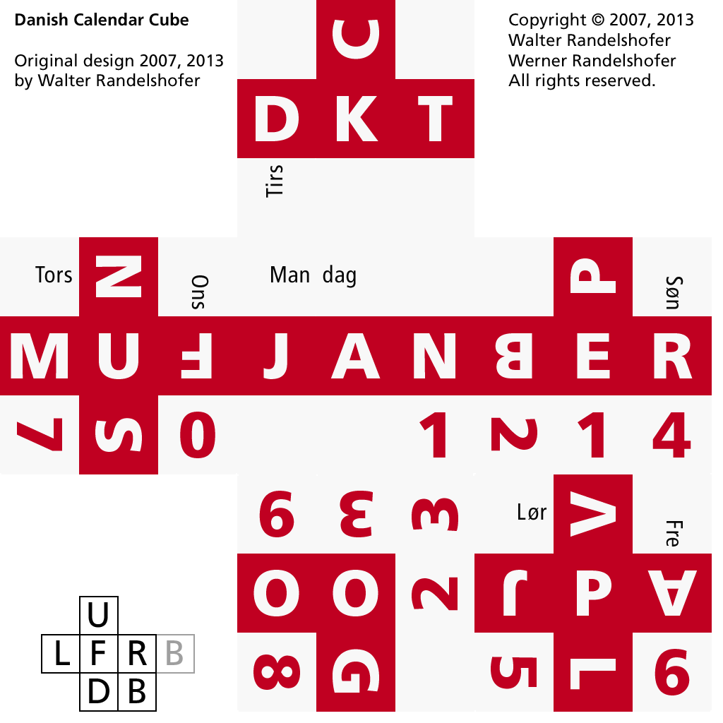 Virtual Cubes Rubik's Cube | Calendar Cubes | Danish Calendar Cube