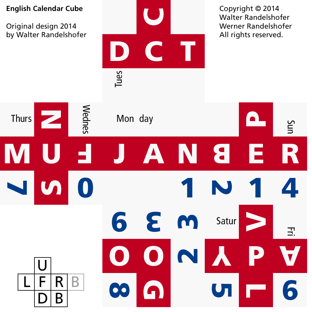 Virtual Cubes Rubik's Cube | Calendar Cubes | English Calendar Cube 2