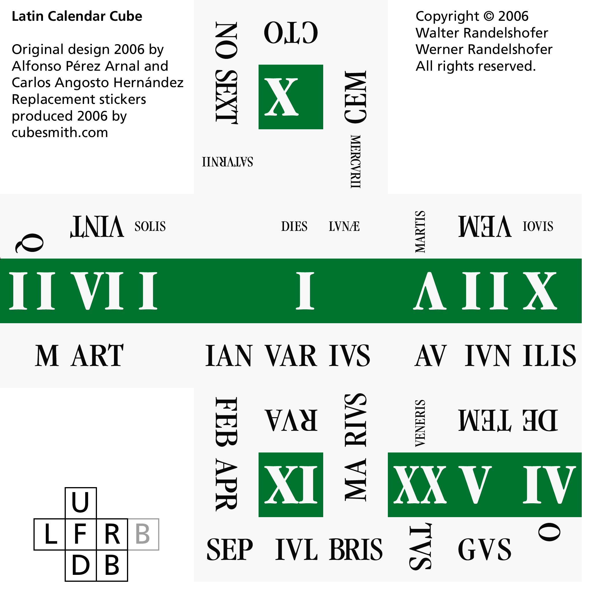 Virtual Cubes Rubik's Cube | Calendar Cubes | Latin Calendar Cube