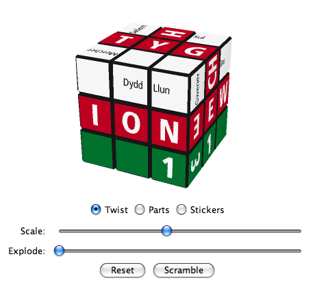 Virtual Cubes Rubik's Cube | Calendar Cubes | Welsh Calendar Cube