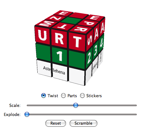 Virtual Cubes Rubik's Cube | Calendar Cubes | Basque (Batua) Calendar Cube