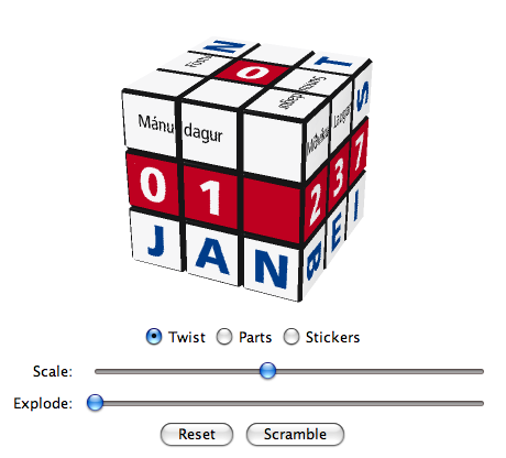 Virtual Cubes Rubik's Cube | Calendar Cubes | Icelandic Calendar Cube