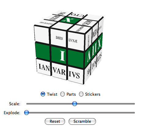 Virtual Cubes Rubik's Cube | Calendar Cubes | Latin Calendar Cube