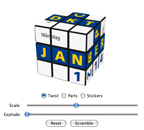 Virtual Cubes Rubik's Cube | Calendar Cubes | Swedish Calendar Cube