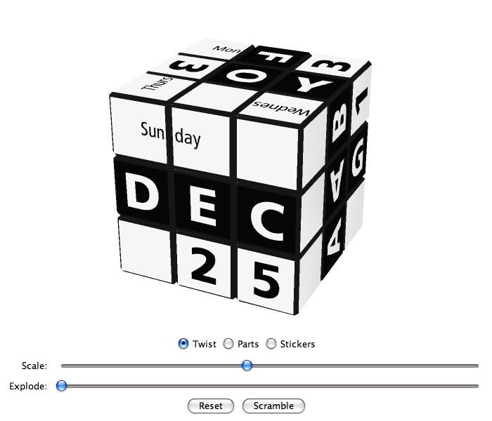 Virtual Cubes Rubik's Cube | Calendar Cubes | American Calendar Cube
